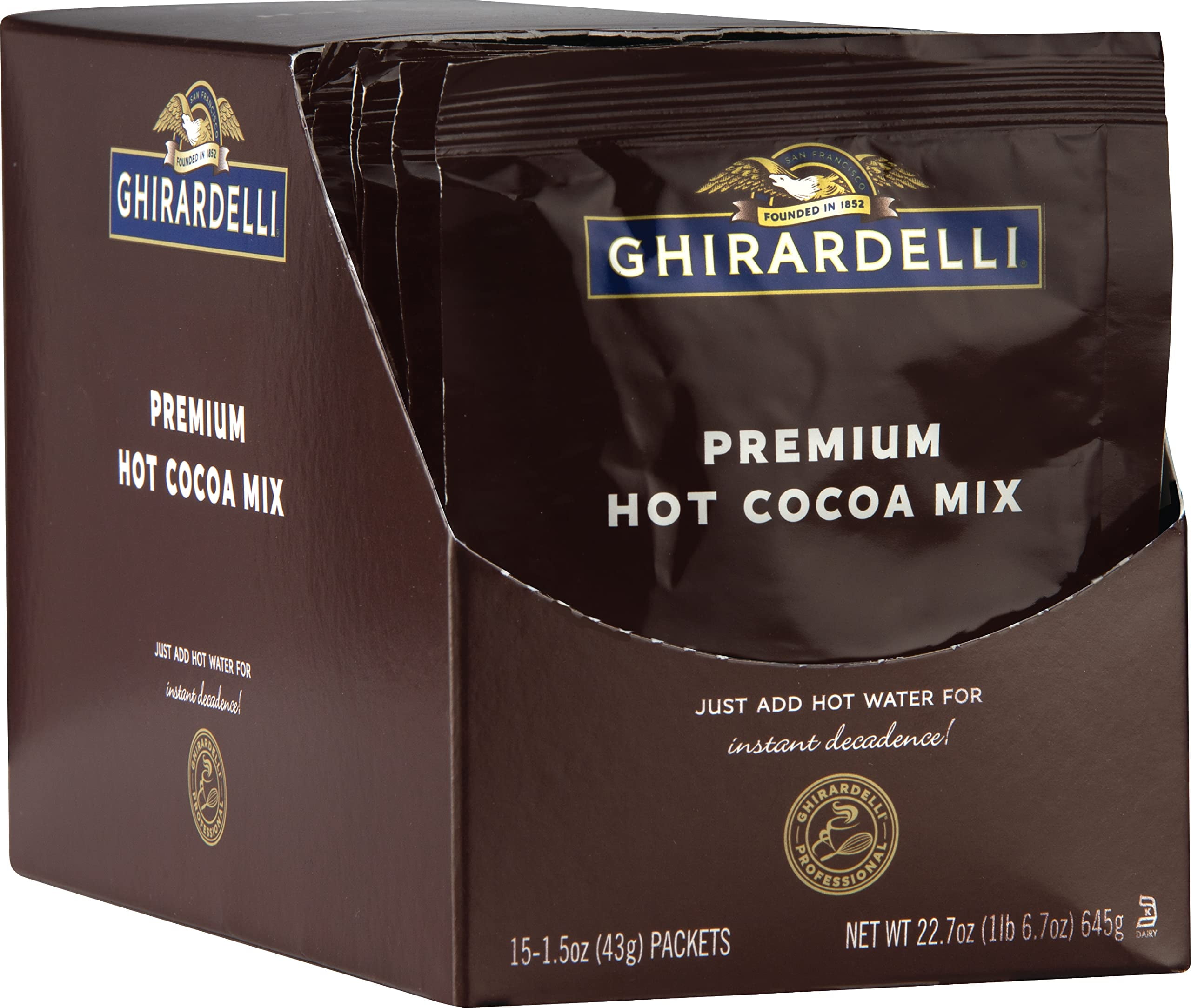 Ghirardelli Premium Hot Cocoa Envelopes, Rich Chocolate, 22.7 Ounce ...