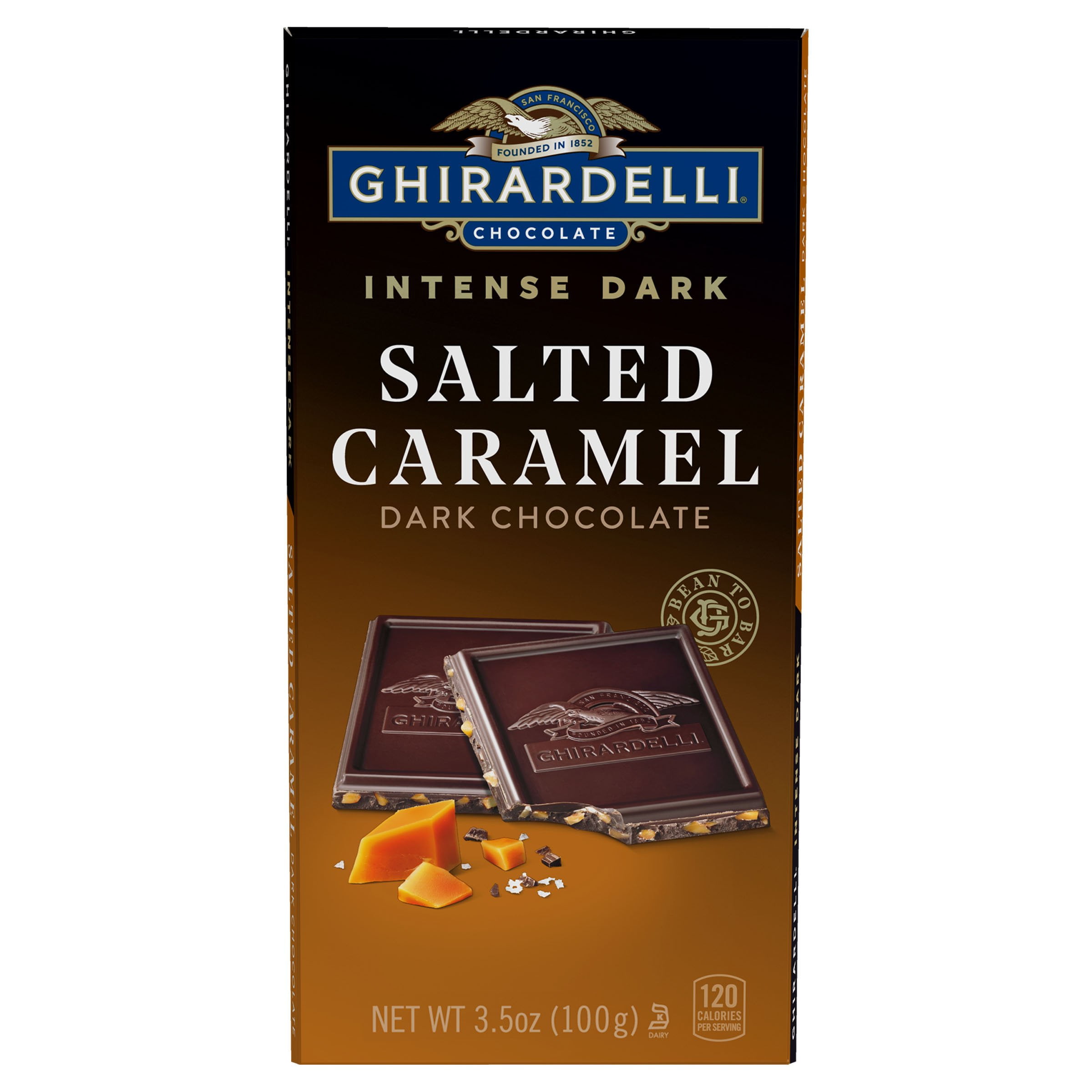 Ghirardelli Salted Caramel Intense Dark Chocolate Bar, 3.5 oz (Package ...
