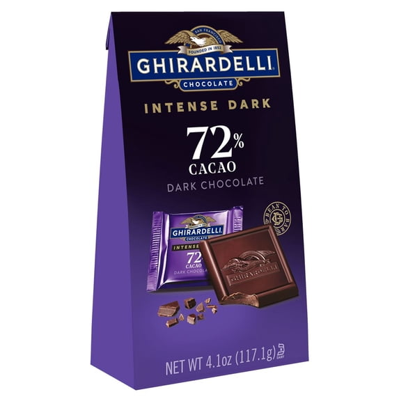Ghirardelli Intense Dark 72% Cacao Squares, Twilight Delight, 4.87 Oz ...