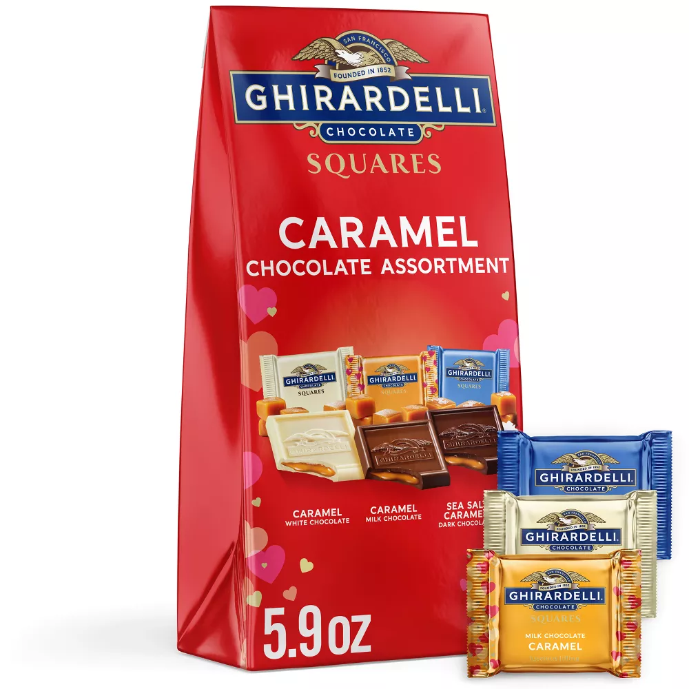Ghirardelli Valentine's Chocolate Caramel Squares Assortment Bag - 5 ...