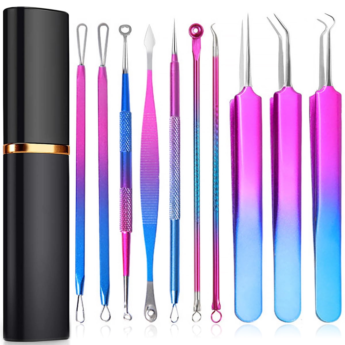 Ghojet 10 Pcs Blackhead Remover Tool, Pimple Popper Tool Kit, Blackhead ...