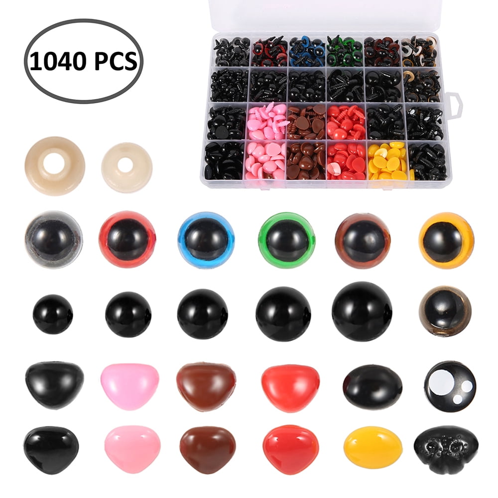 Ghojet 1040pcs Safety Eyes and Noses Set 6-12mm Plastic Safety Eyes and ...