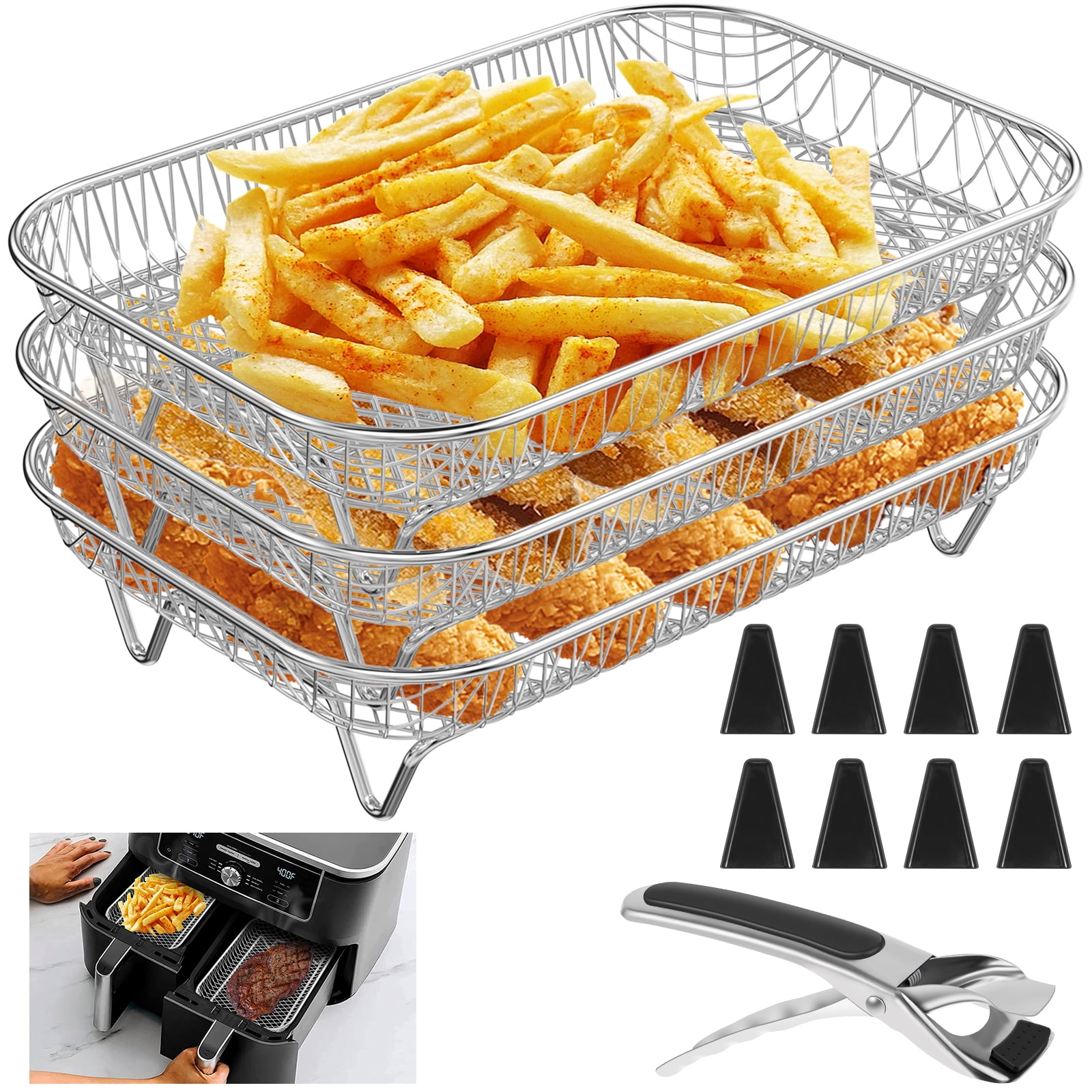 Ghojet 12Pcs Air Fryer Accessories Air Fryer Racks 3 Layer Stackable ...