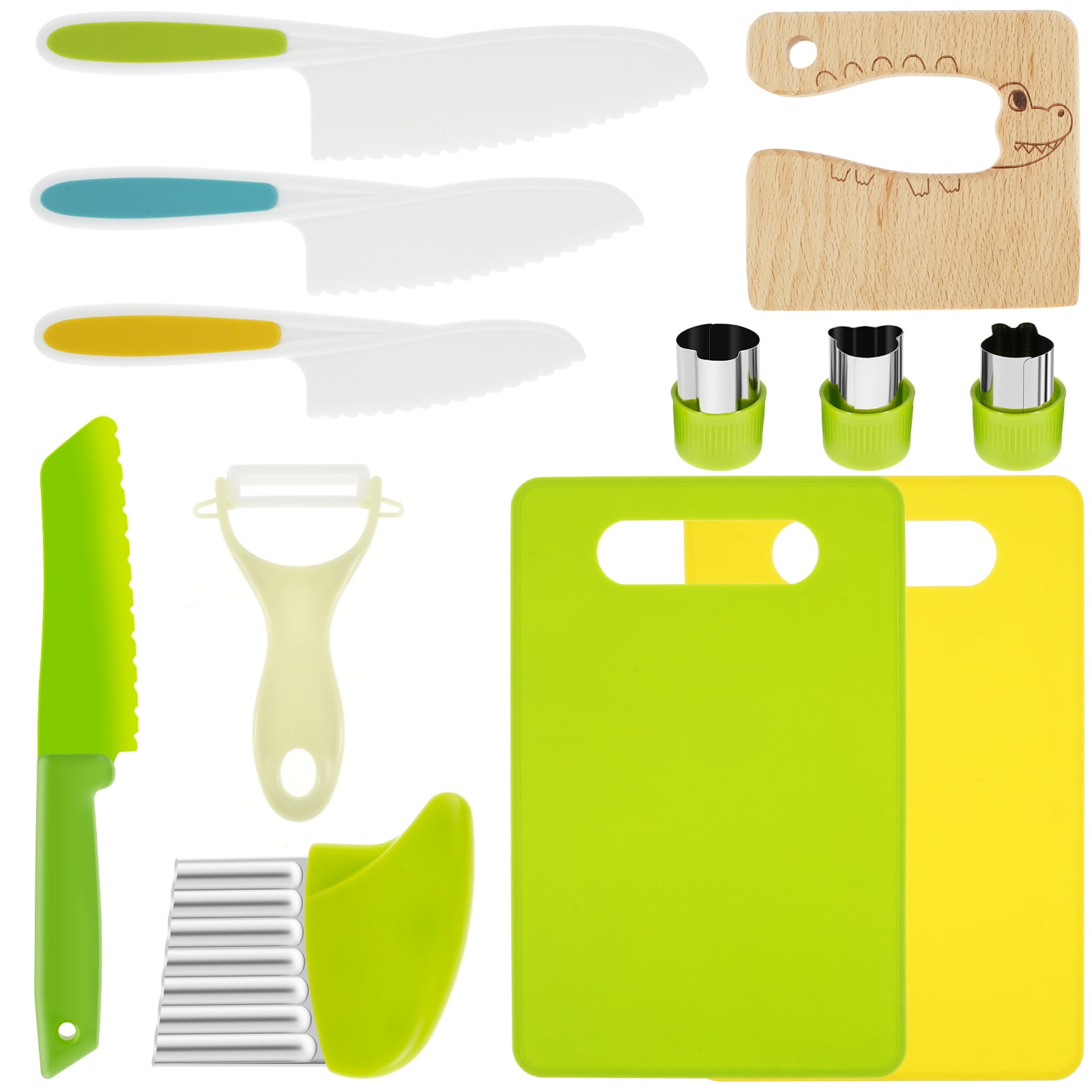 Ghojet 12Pcs Kid Cutter Set Plastic Children Cooking Cutter Set with ...