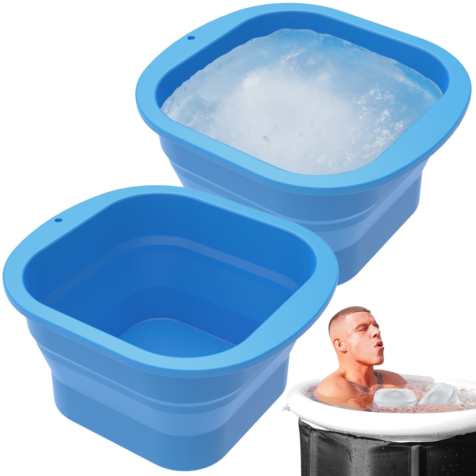 Ghojet 2 Pack Ice Block Mold 4-6lbs Ice Cube Molds Foldable Ice Maker ...