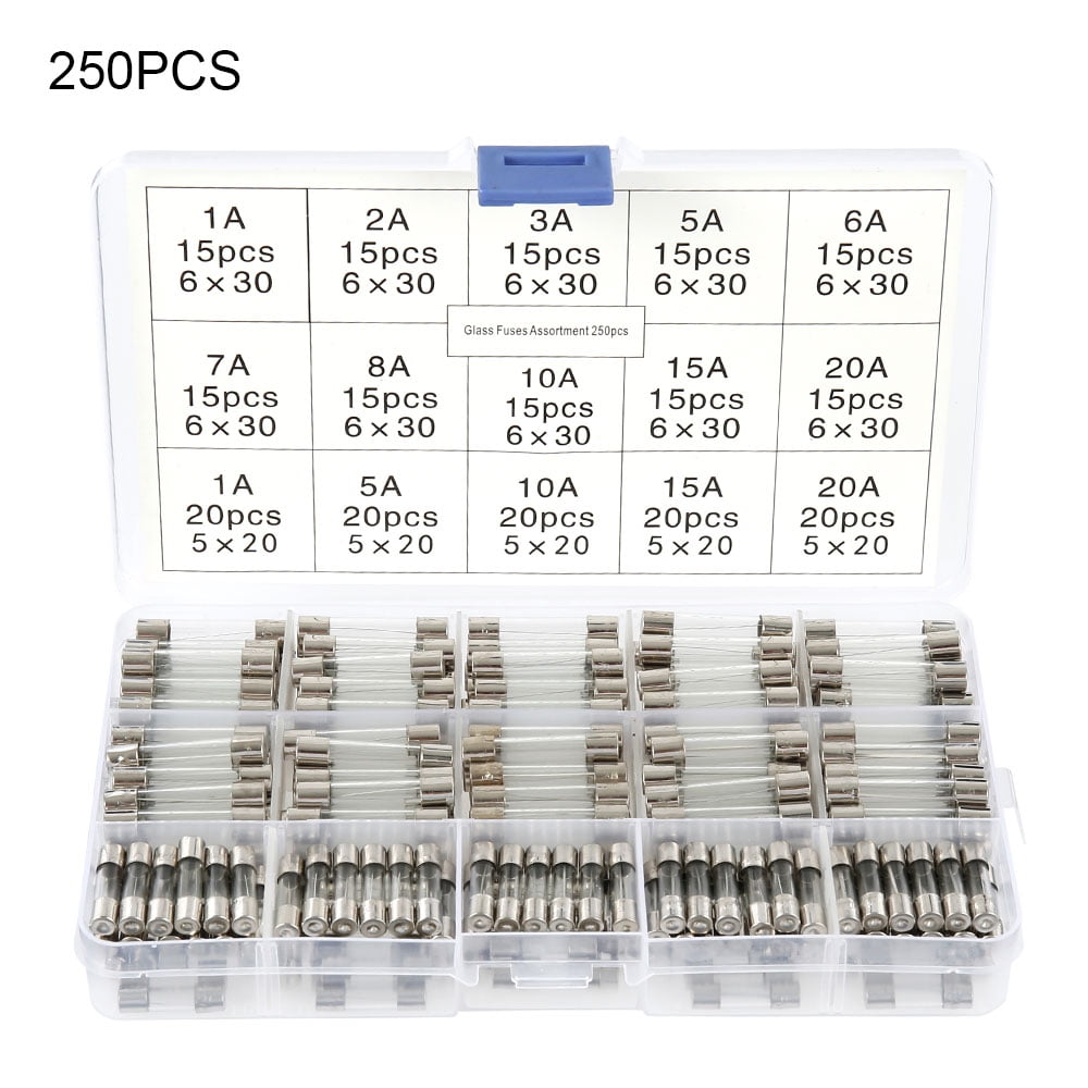 Ghojet 250x Assorted Glass Cartridge Fuse Quick Blow Fast Acting Tube ...