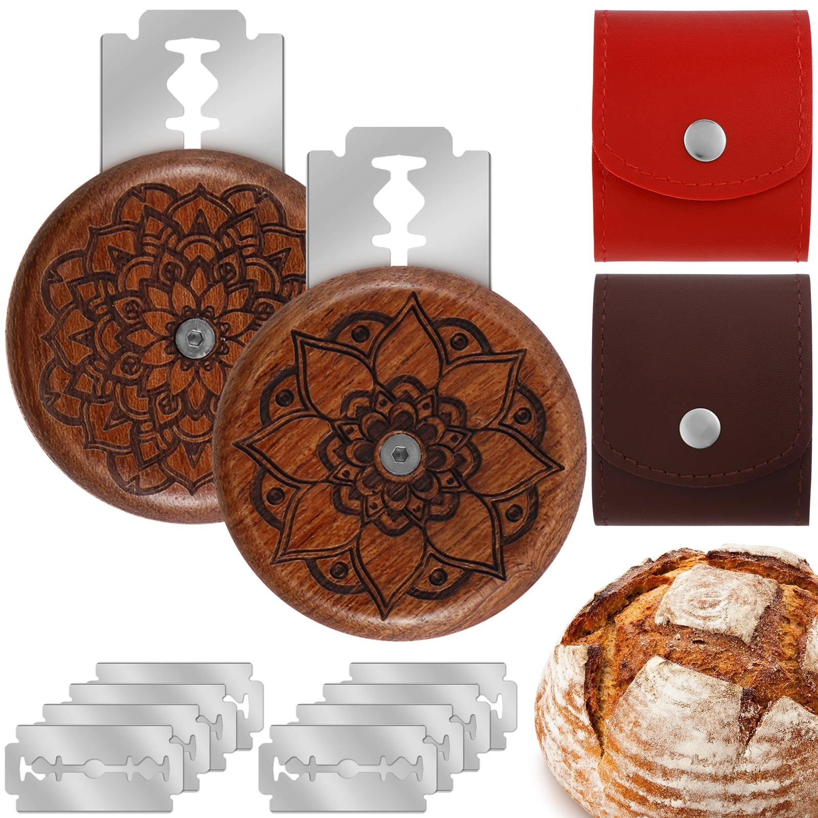 Ghojet 2Pcs Bread Dough Scoring Tool with 10 Blades Compact Bread ...