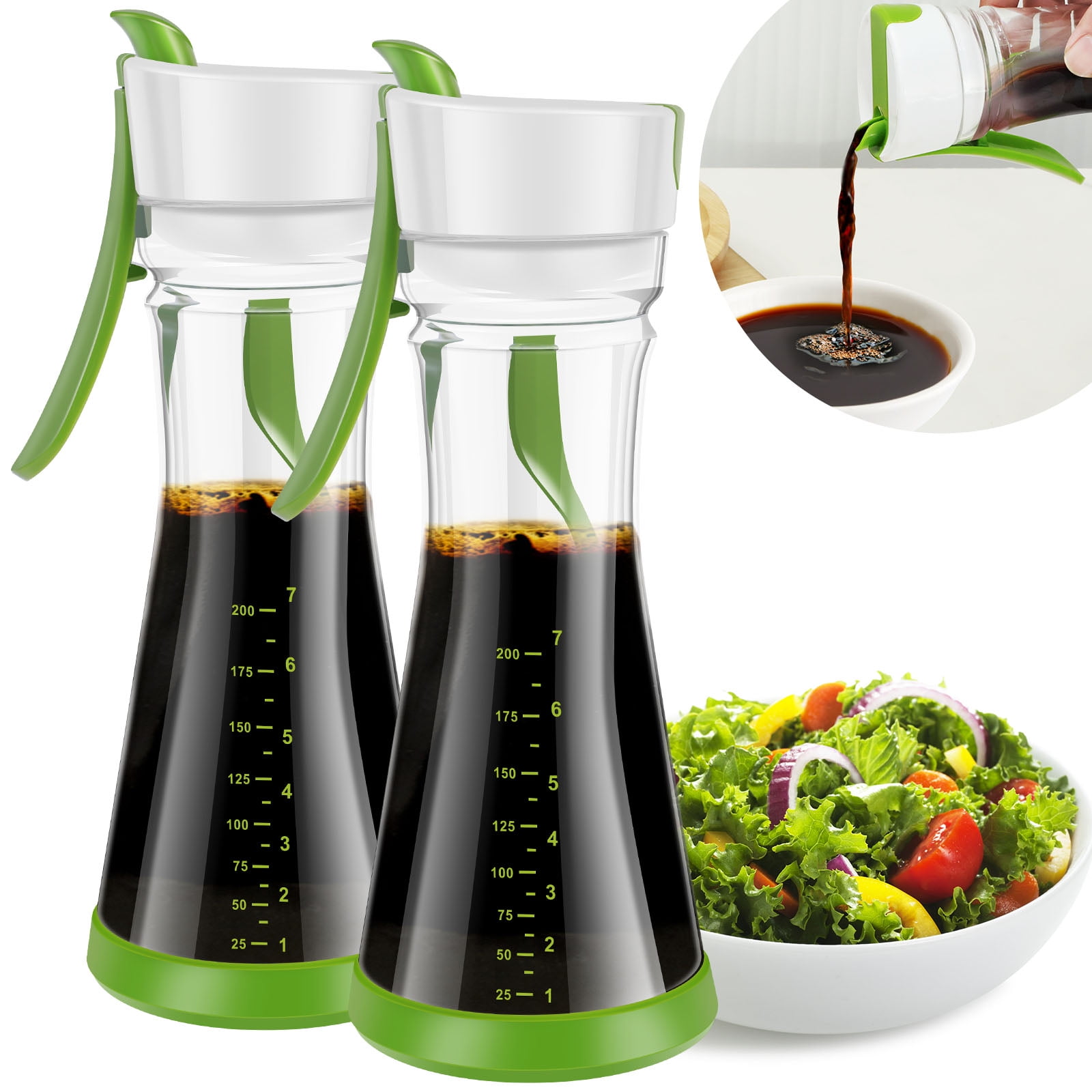 Ghojet 2Pcs Salad Dressing Shaker with Handle Leakproof Salad Dressing ...