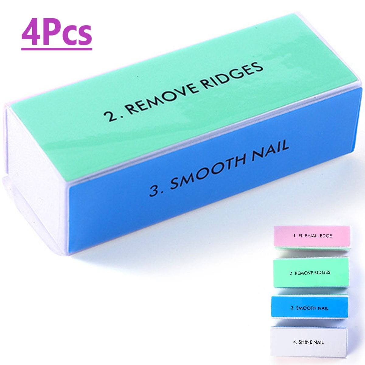 KUNGUGU 4 Way Shiny Block, 4 Step Buffing Nail Buffer, Fingernail Shine ...