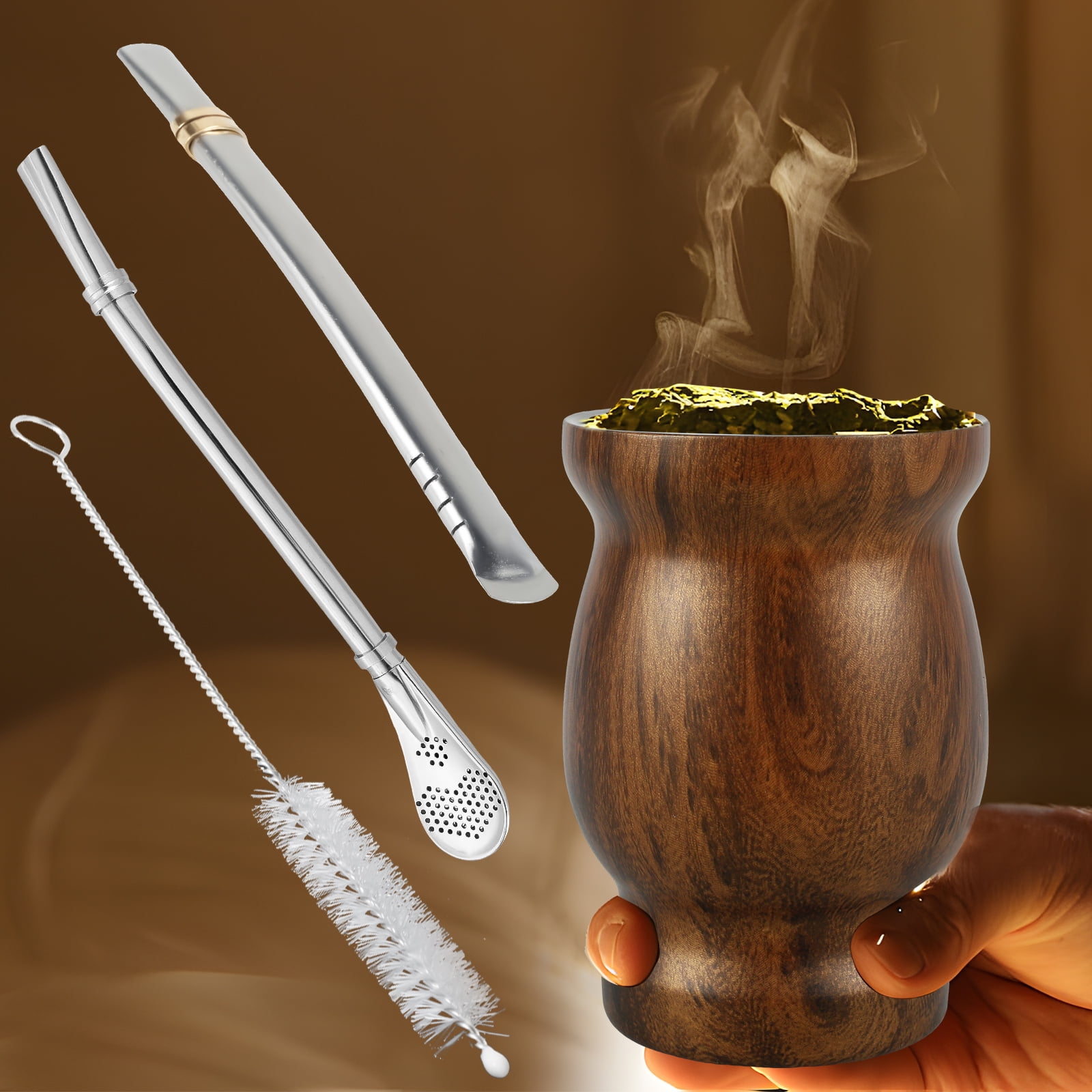 Ghojet 8oz Yerba Mate Cup Stainless Steel Mate Tea Cup Set with Straw ...