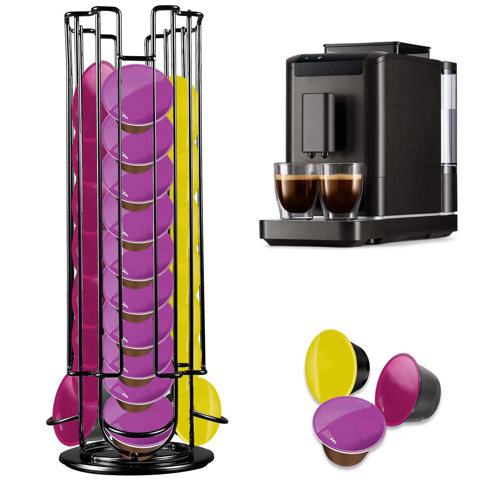 Ghojet Coffee Pod Holder 360° Rotation Coffee Pod Storage Organizer ...