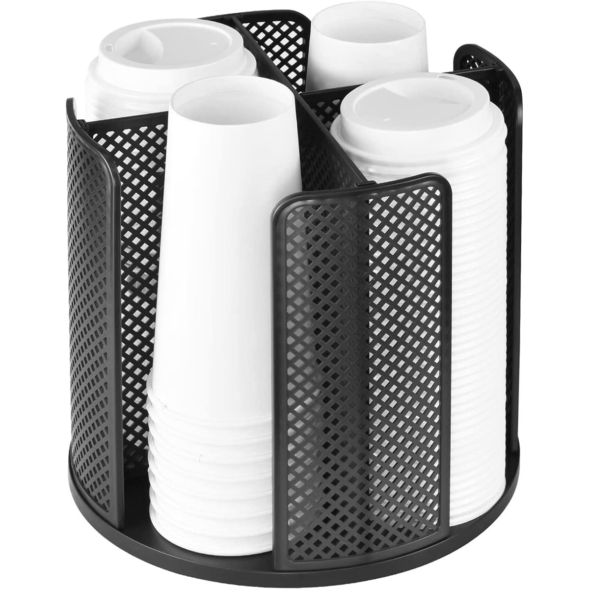 Ghojet Cup Dispenser 360° Rotatable 4 Compartment Cups and Lids Holder ...