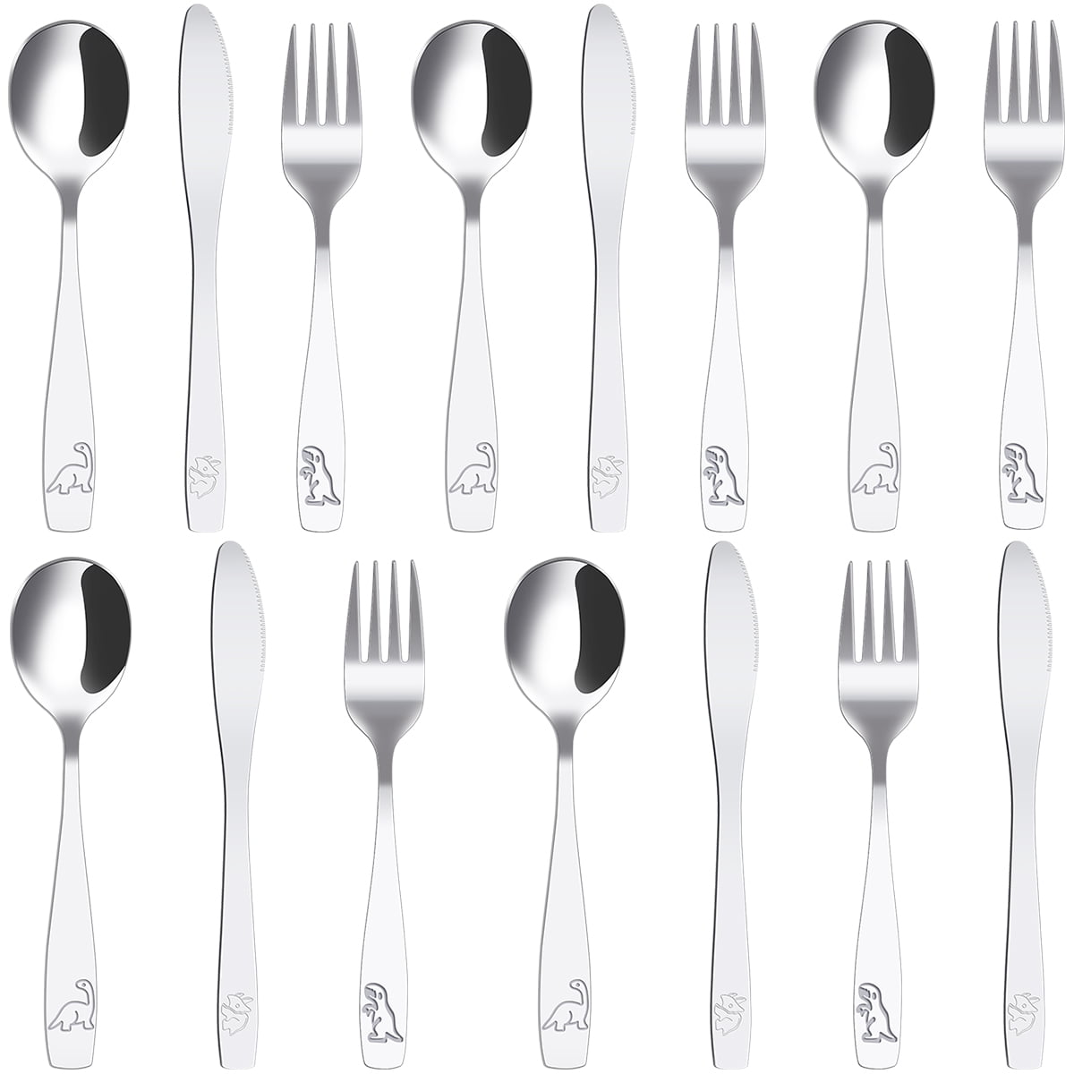 Tcwhniev 15 Pieces Kids Silverware Set, Stainless Steel Toddler ...