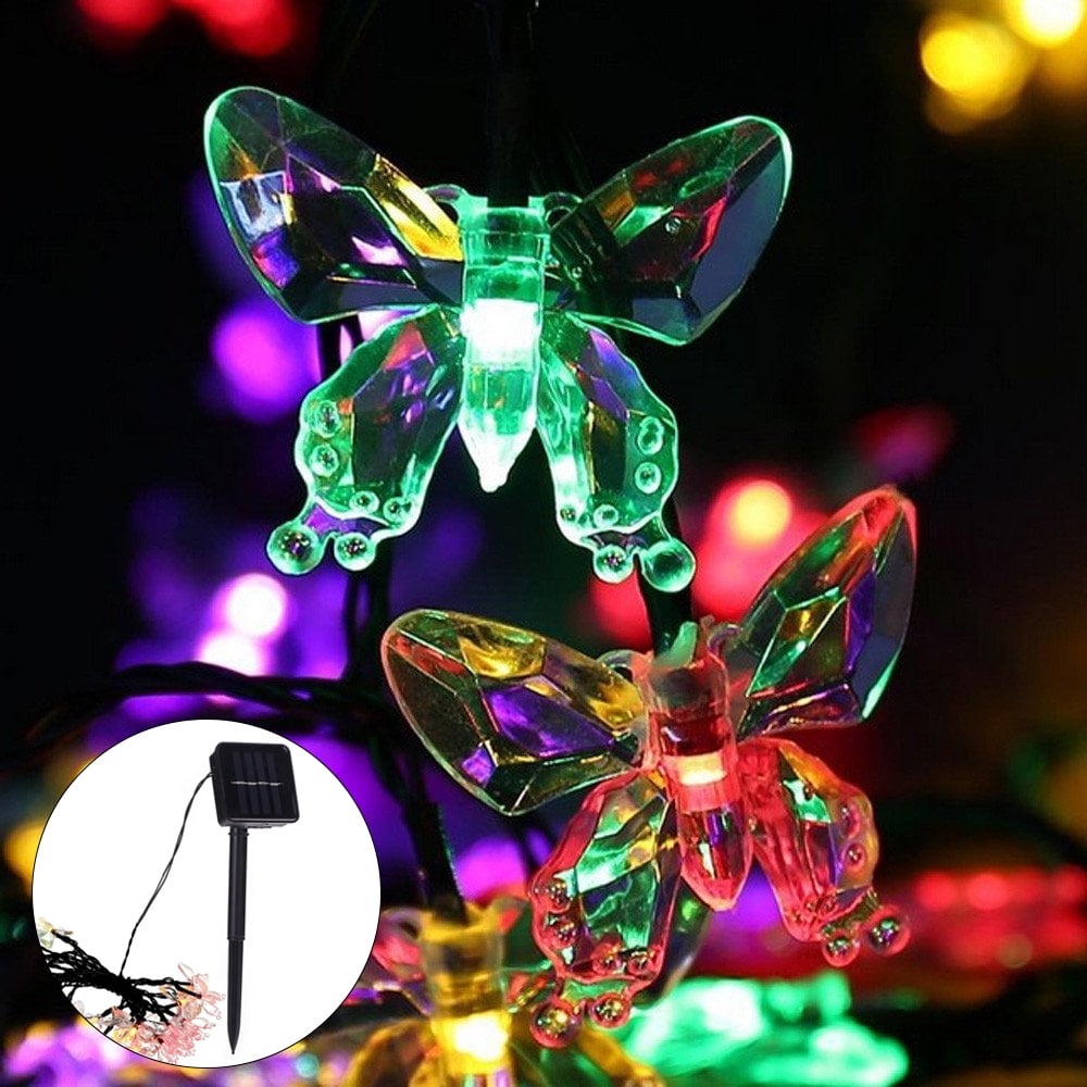 Ghojet LED Solar Butterfly Lamp Waterproof String Lights with 8 ...