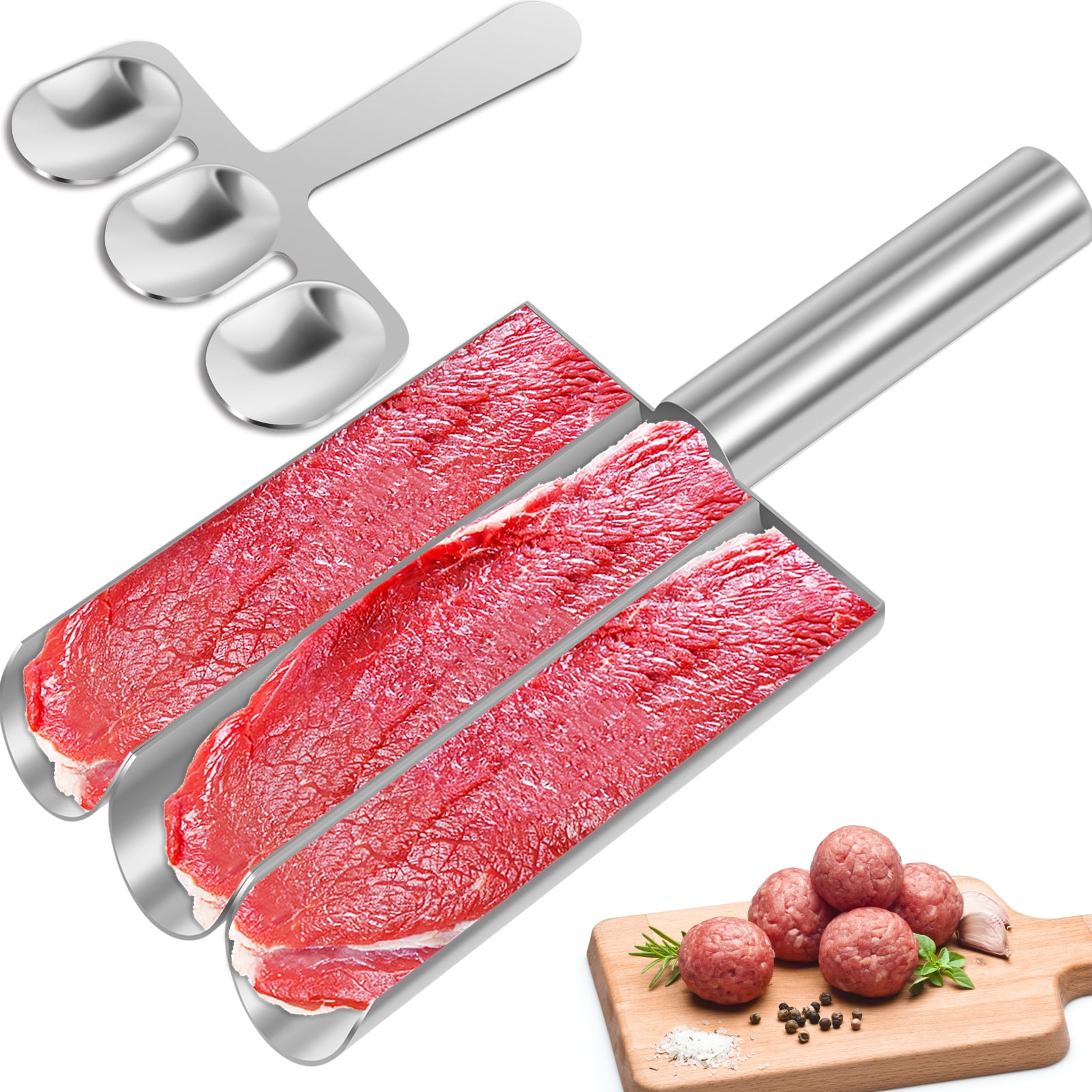 Ghojet Meatball Maker Triple Meat Baller Scoop with Scraper Stainless ...