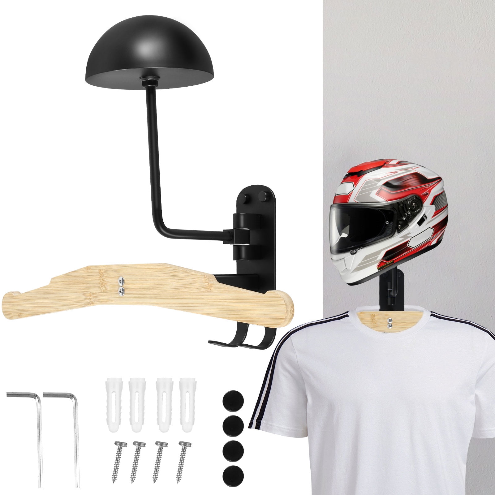 Ghojet Motorcycle Helmet Rack 180° Rotation Heavy Duty Wall Mounted ...