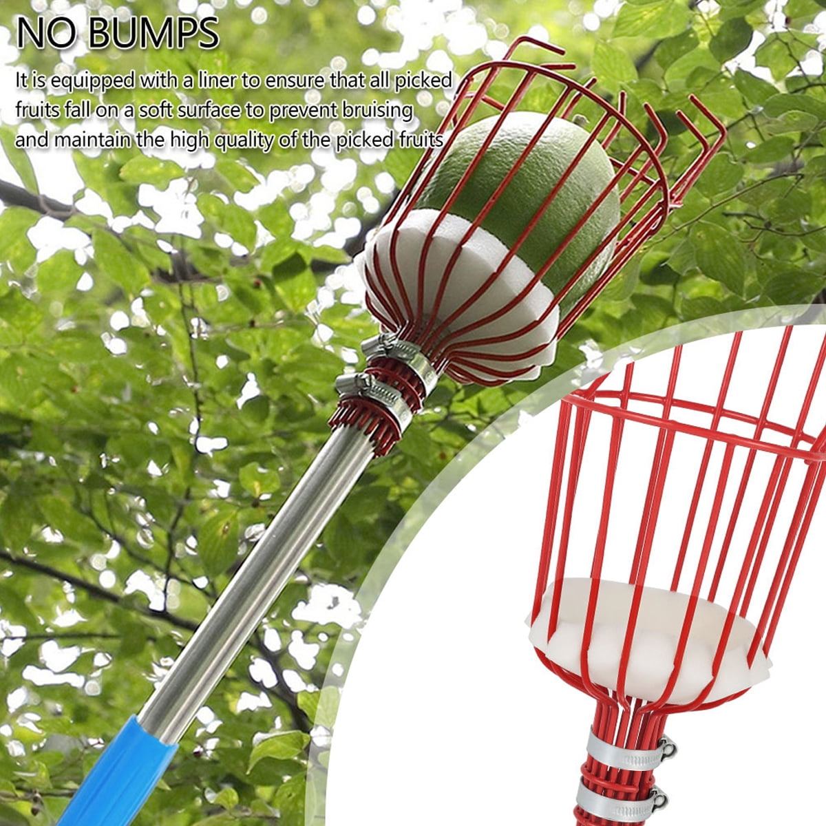 Ghojet Professional Fruit Picker Tool, 75in Fruit Picking Pole with ...