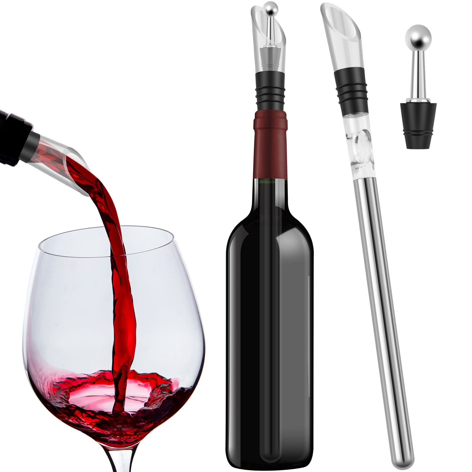 Ghojet Wine Chiller Stick Stainless Steel Wine Bottle Cooler Stick with ...