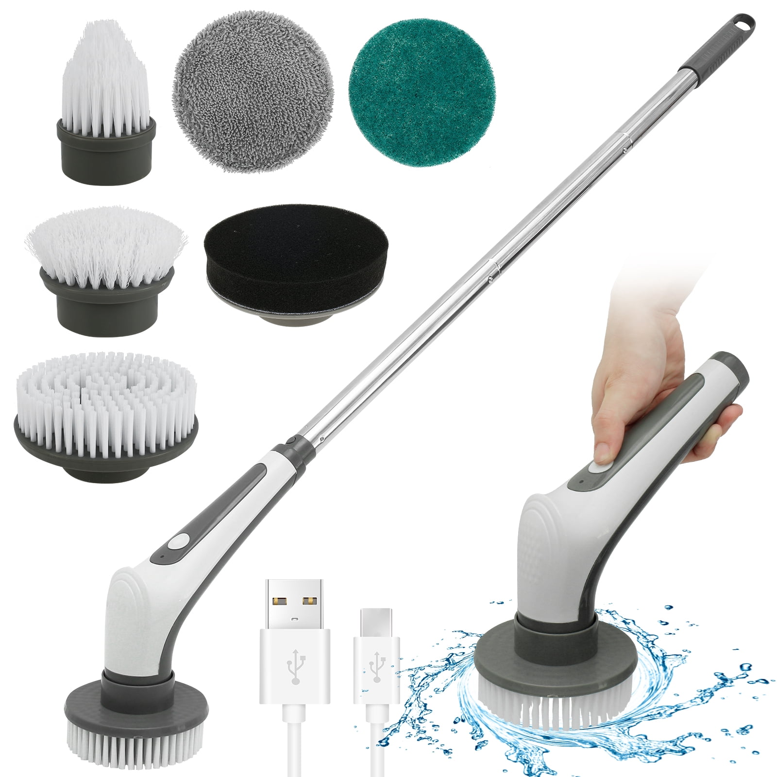 Ghopy Electric Spin Scrubber with 6 Replacement Brush Heads Spinning ...