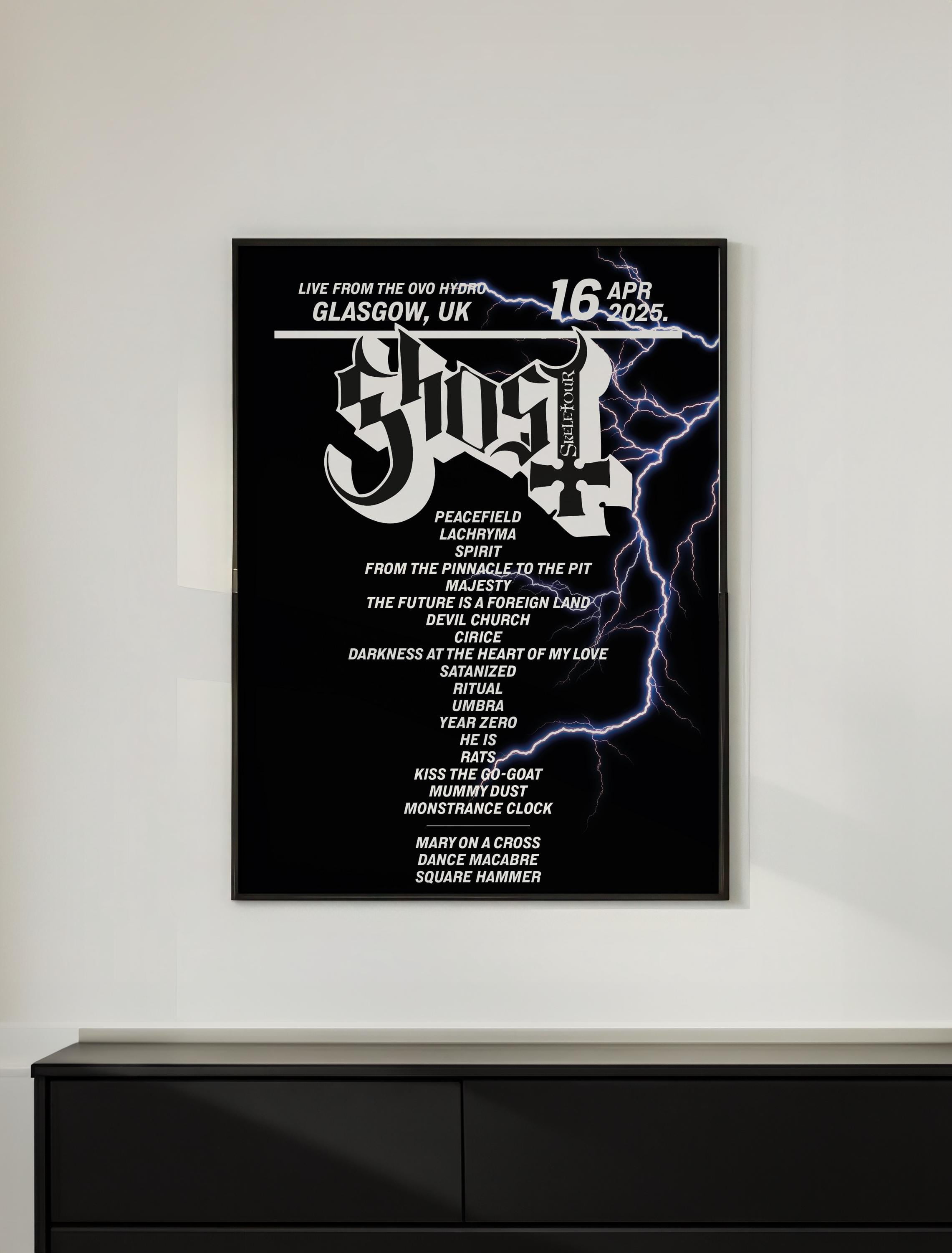 Ghost 2025 Tour Setlist Poster-Canvas, Skeletour Concert Print, Live ...