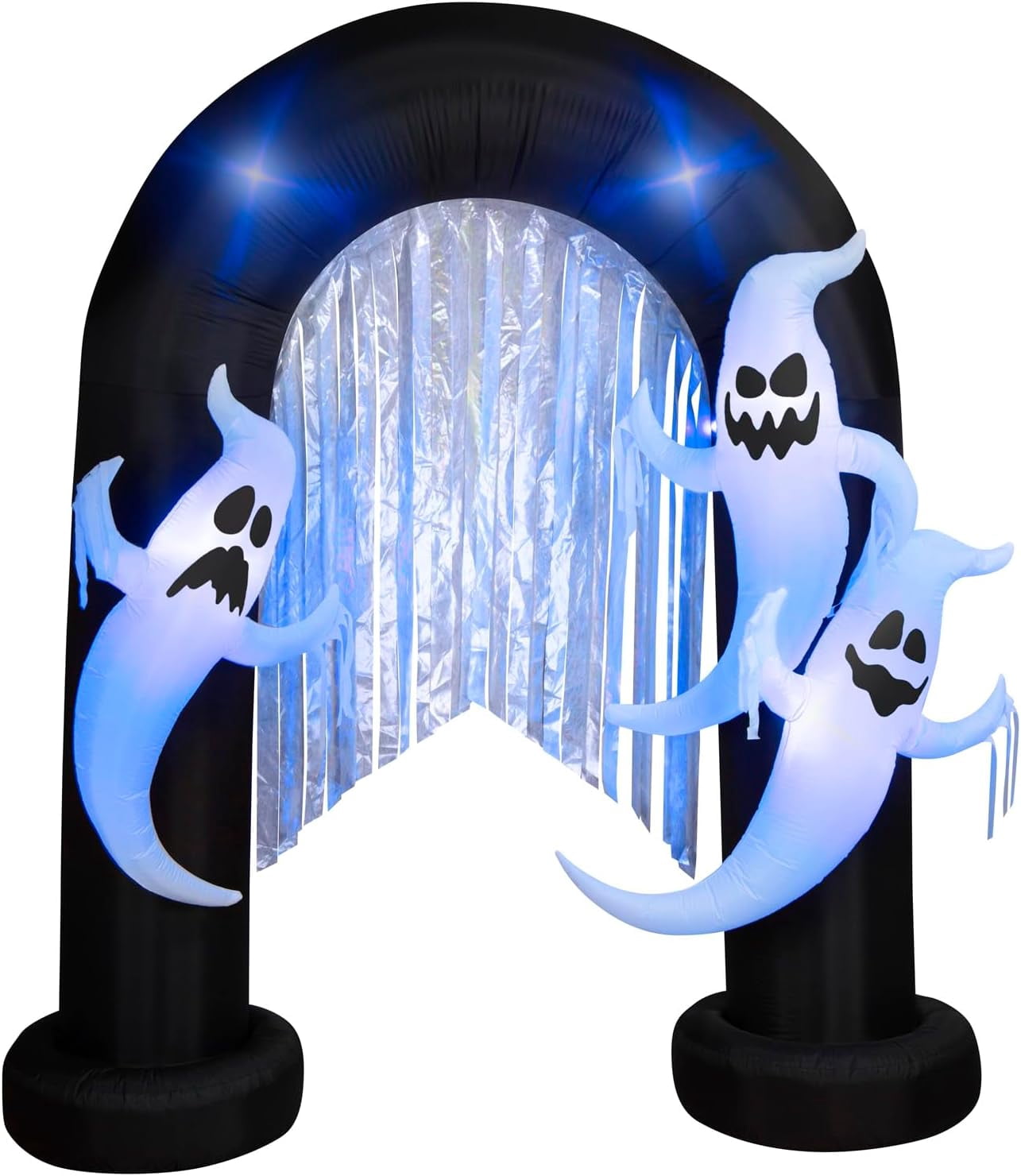 Ghost Archway with Flickering Black Lights and Metallic Streamers, 9 ft ...