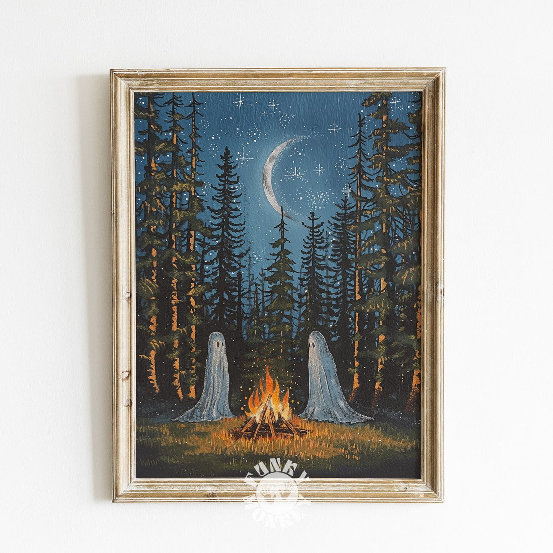 Ghost Art Print, Ghosts In Woods At Campfire , Fall Wall Art Print ...