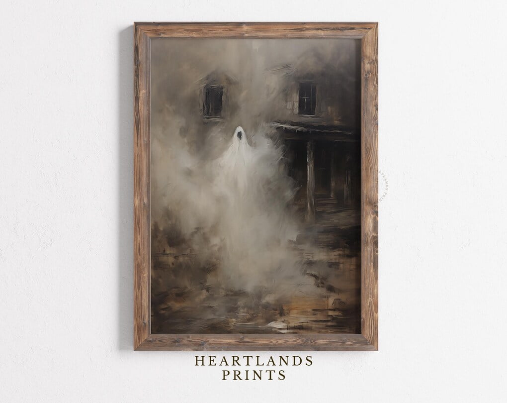 Ghost Artwork Painting Halloween Landscape Ghost Art Decor, Spooky ...