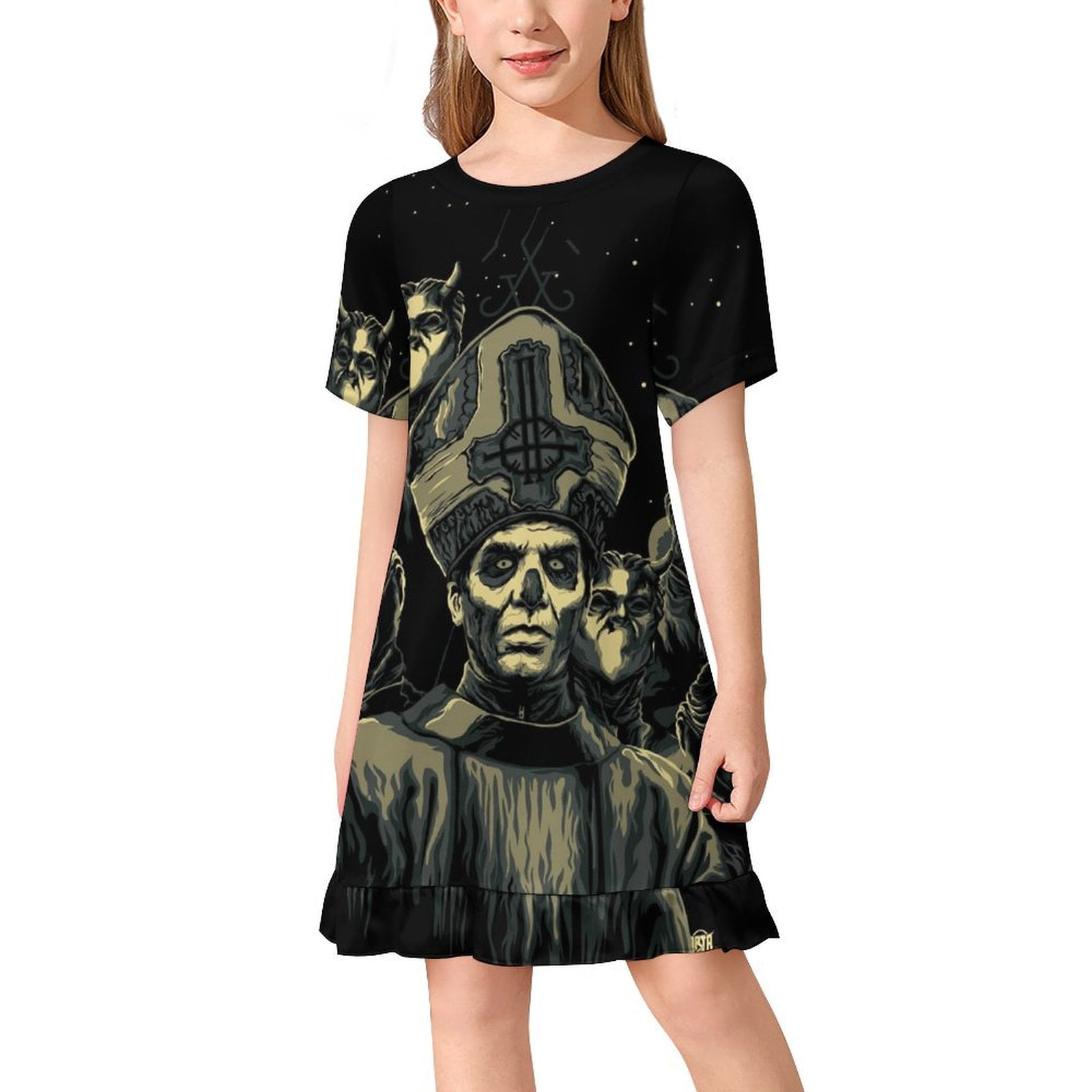 Ghost Band Rolling Children's Short Sleeved Dress 3D Printed Classical ...