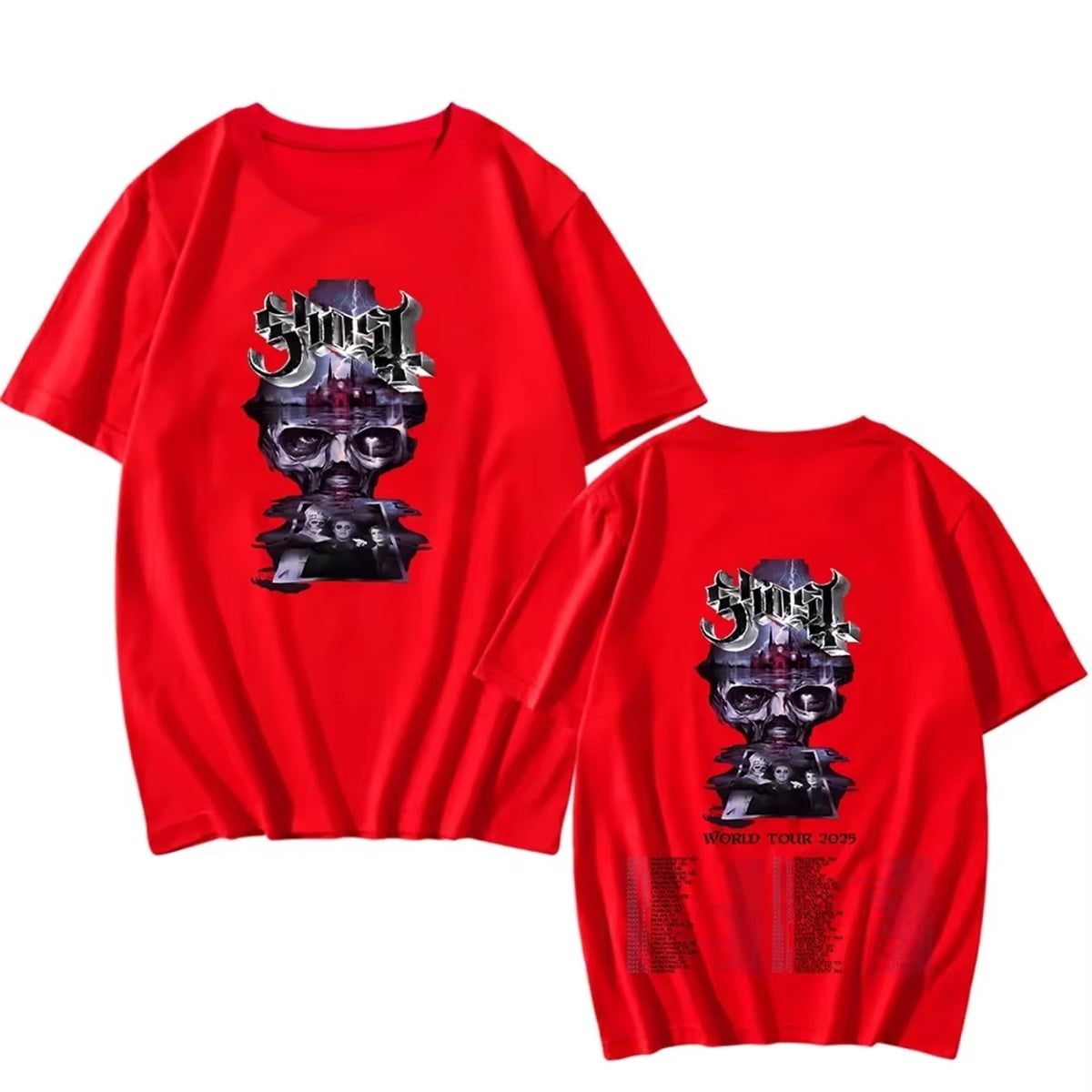 Ghost Band World Tour 2025 T-Shirt Unisex Short Sleeve Round Neck Tee ...