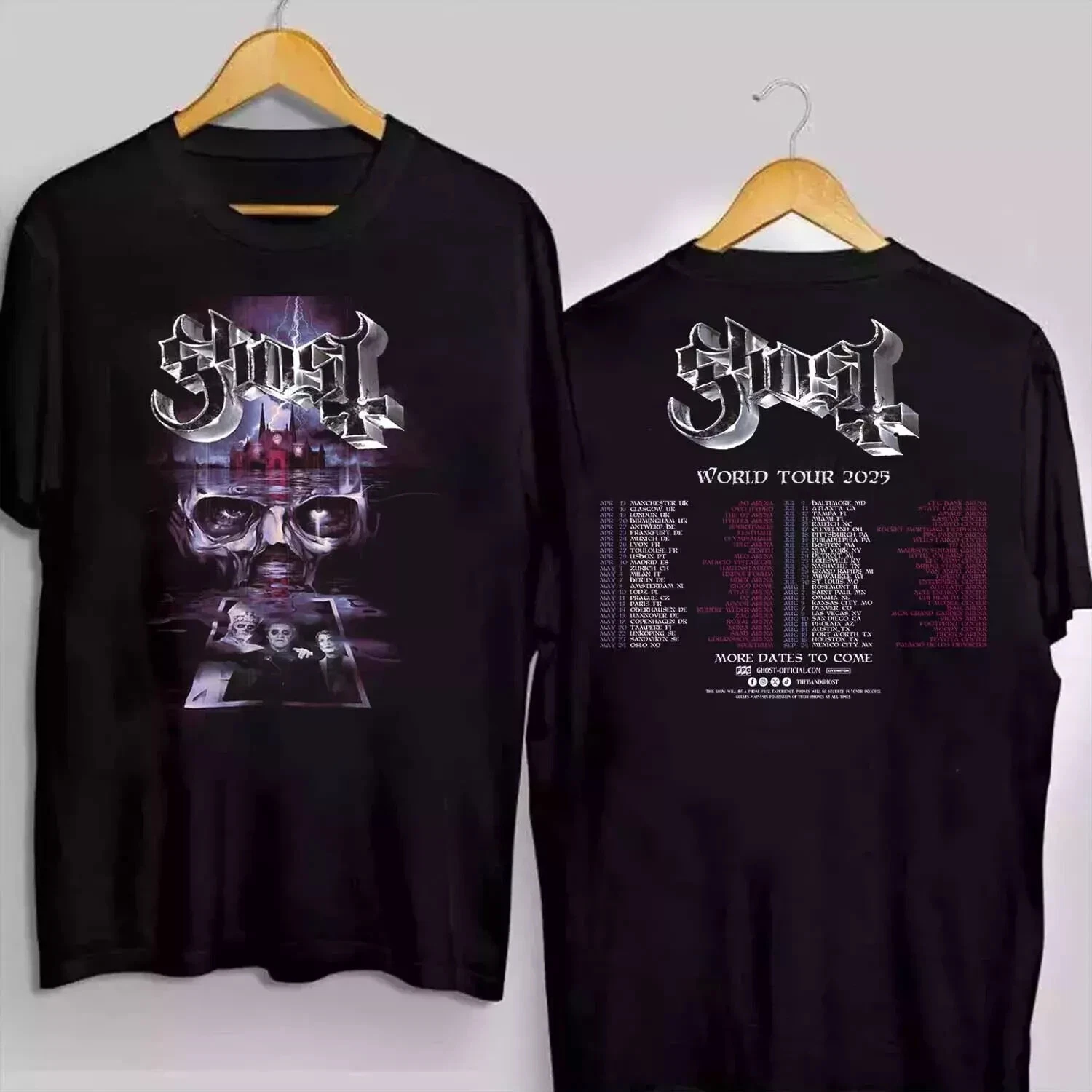 Ghost Band World Tour 2025 Tour Dates Two Sides Unisex T-Shirt ...
