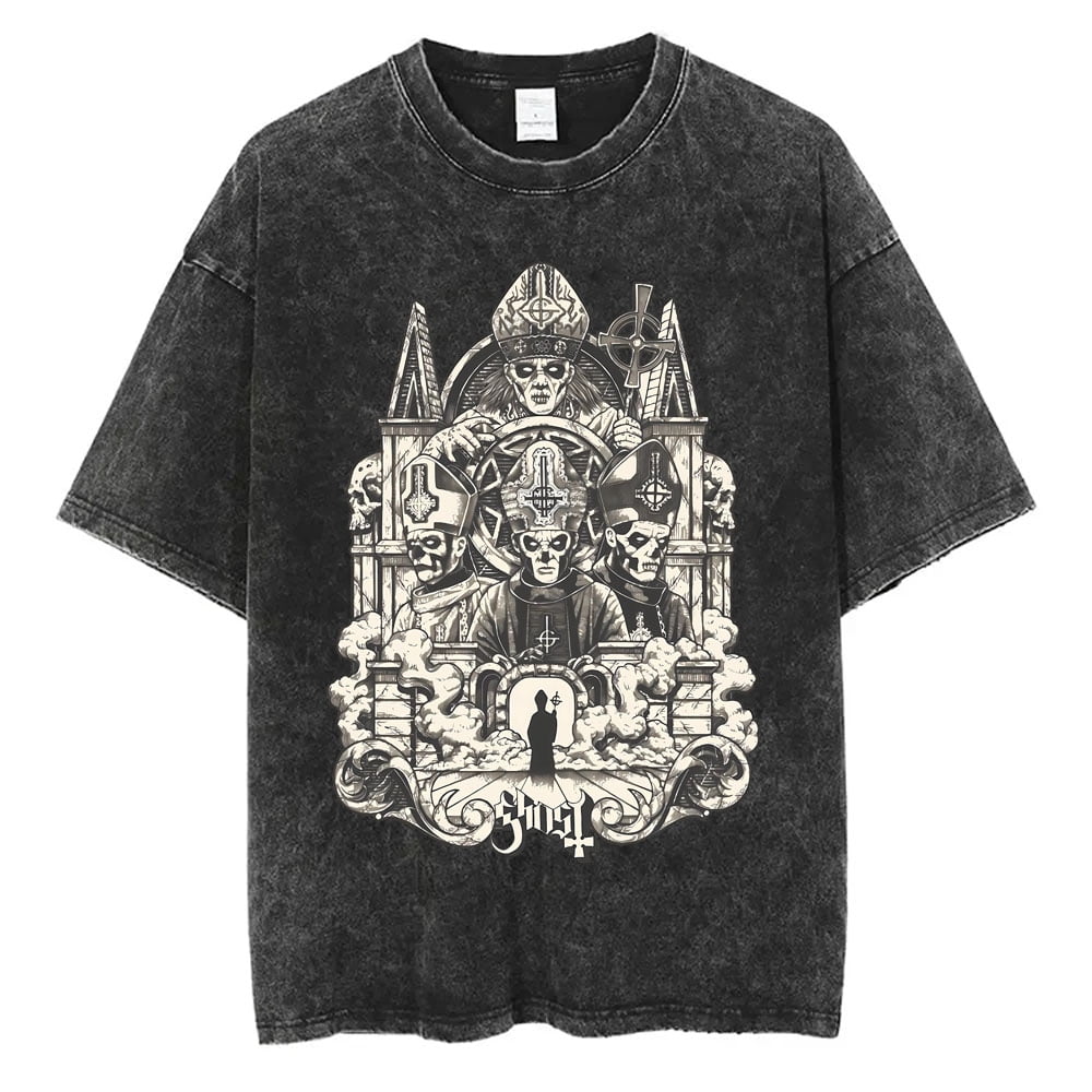 Ghost Band World Tour 2025 Washed T-Shirt Women Men Crewneck Short ...