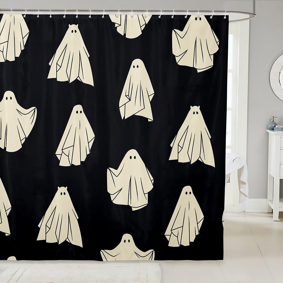 Ghost Bath Curtain Kids Halloween Ghost Printed Shower Curtain ...