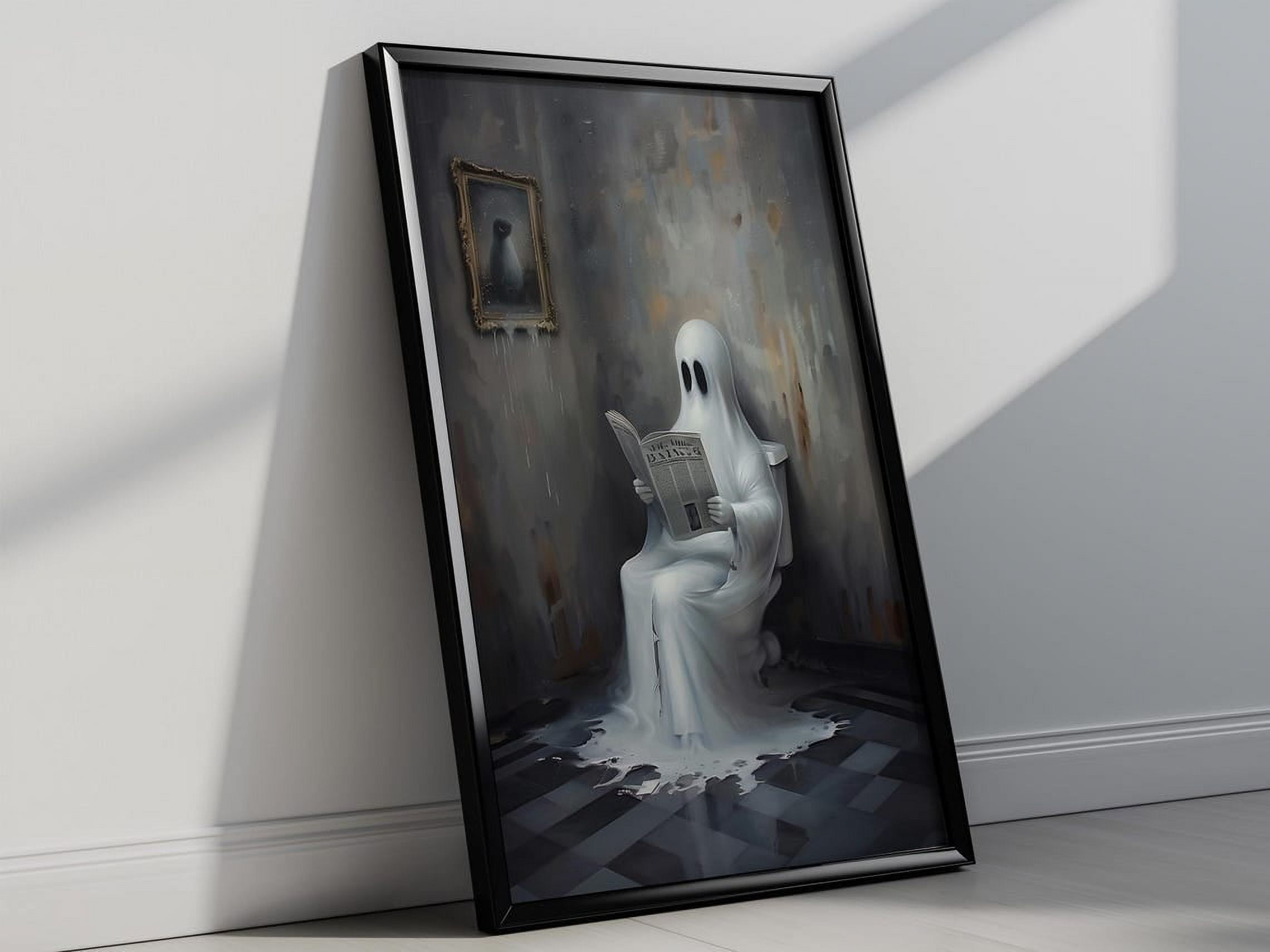 Ghost Bathroom Art Print, Spooky Vintage Gothic Decor, Funny Wall Art ...