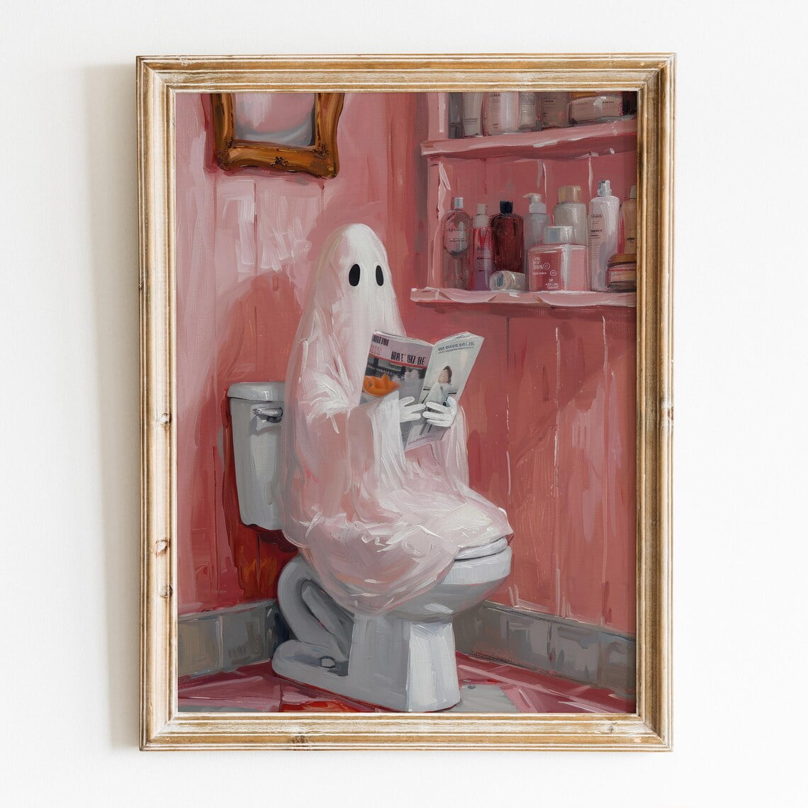 Ghost In Bathroom Girly Wall Art, Preppy Decor, Cute Ghost Poster ...