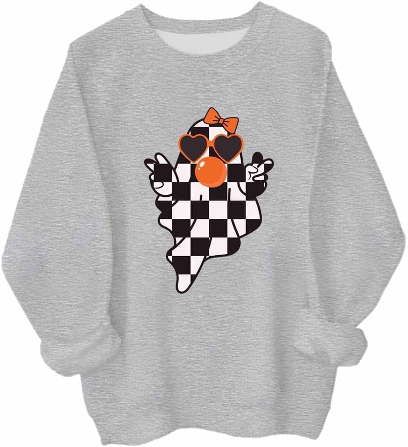 Ghost Blowing Bubble Checkered Sweatshirt, Ghost Blowing Bubble ...
