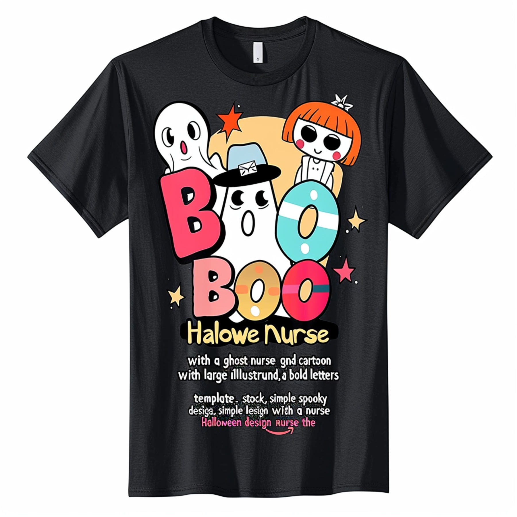 Ghost Boo Crew Halloween TShirt Spooky Design Cute Cartoon Style ...