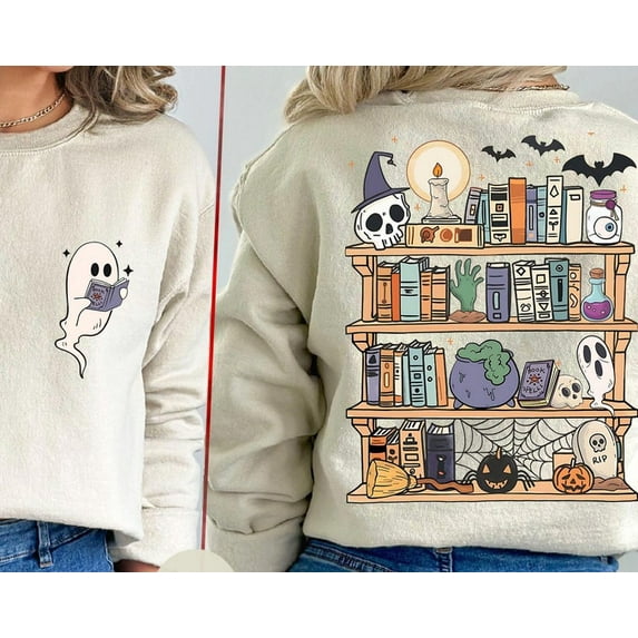 Ghost Book Reader Library Sweatshirt, Literature Lover Hoodies, Reader ...