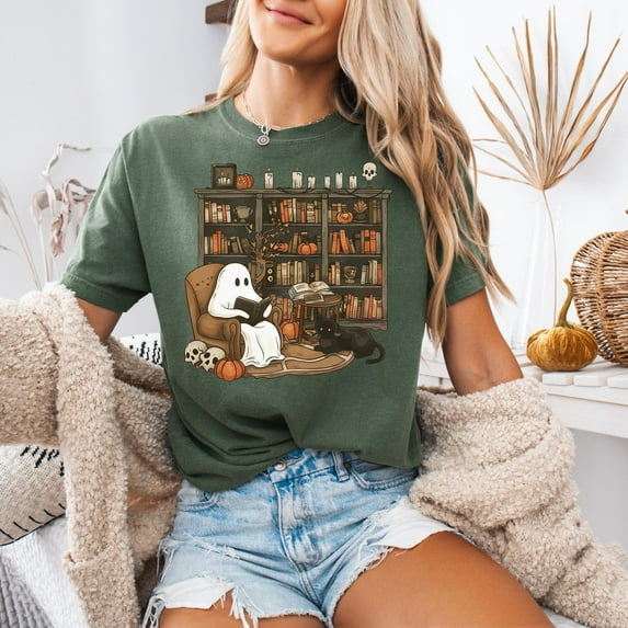 Ghost Book Reader Sweatshirt: Spooky Season Bookworm - Walmart.com