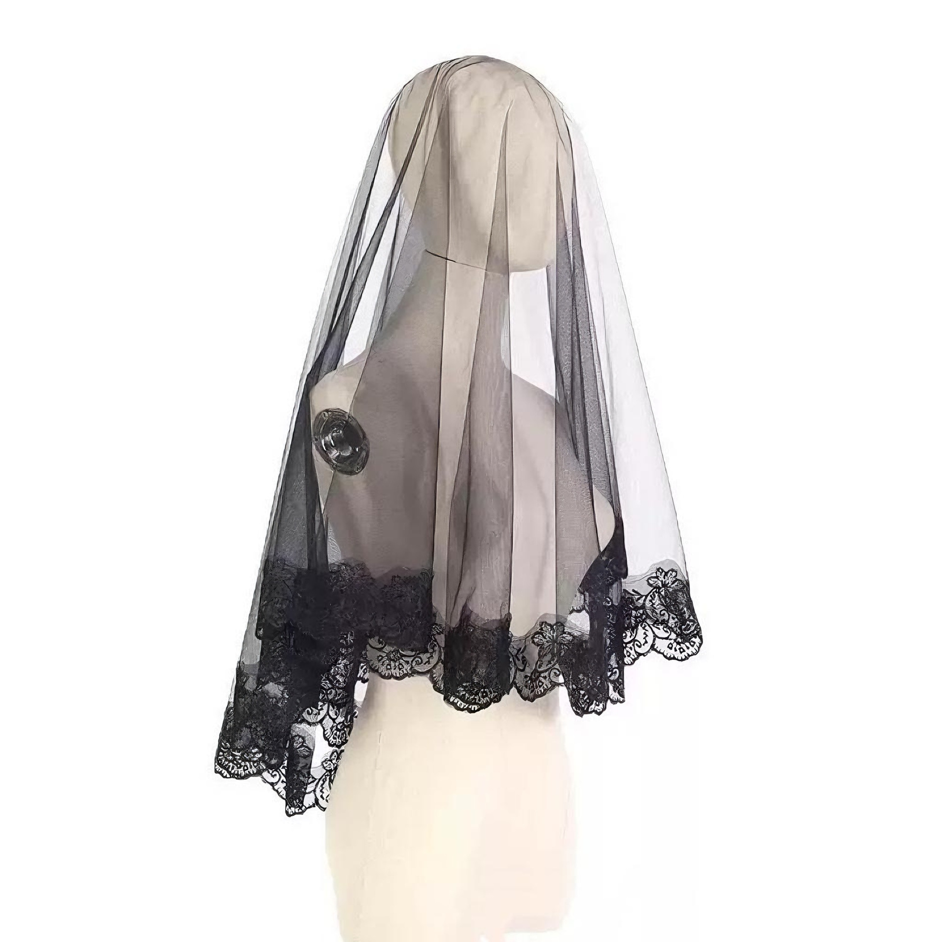 Ghost Bride Veil 1 Pieces White Lace Veil with Pearls Gothic Lolita ...