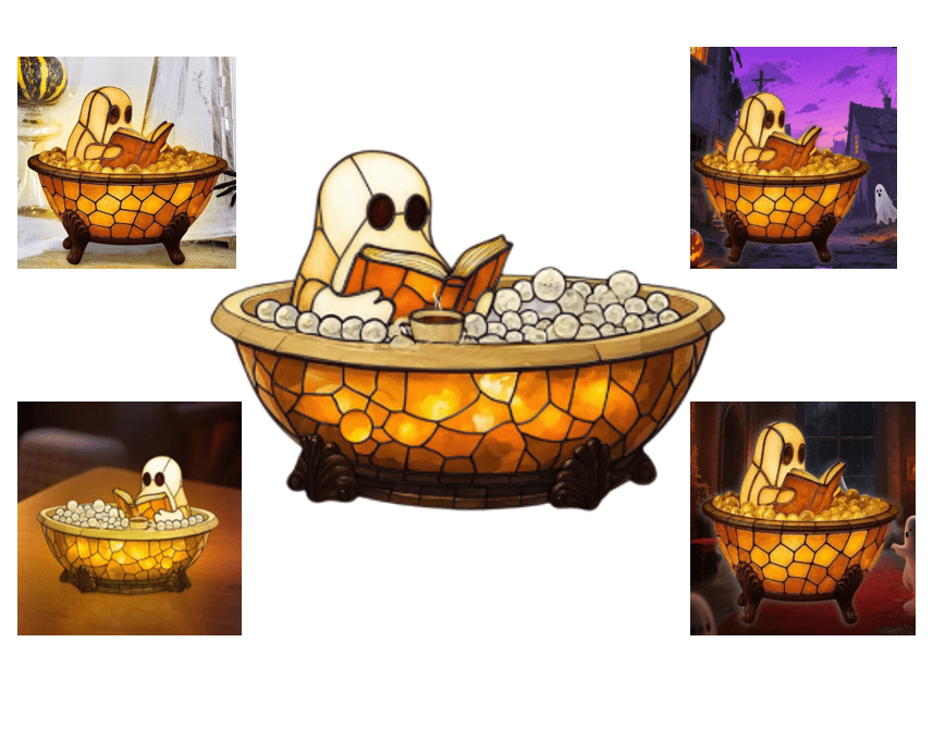 Ghost Bubble Bath Lamp, Cute Ghost Reading Book Night Light, Halloween ...