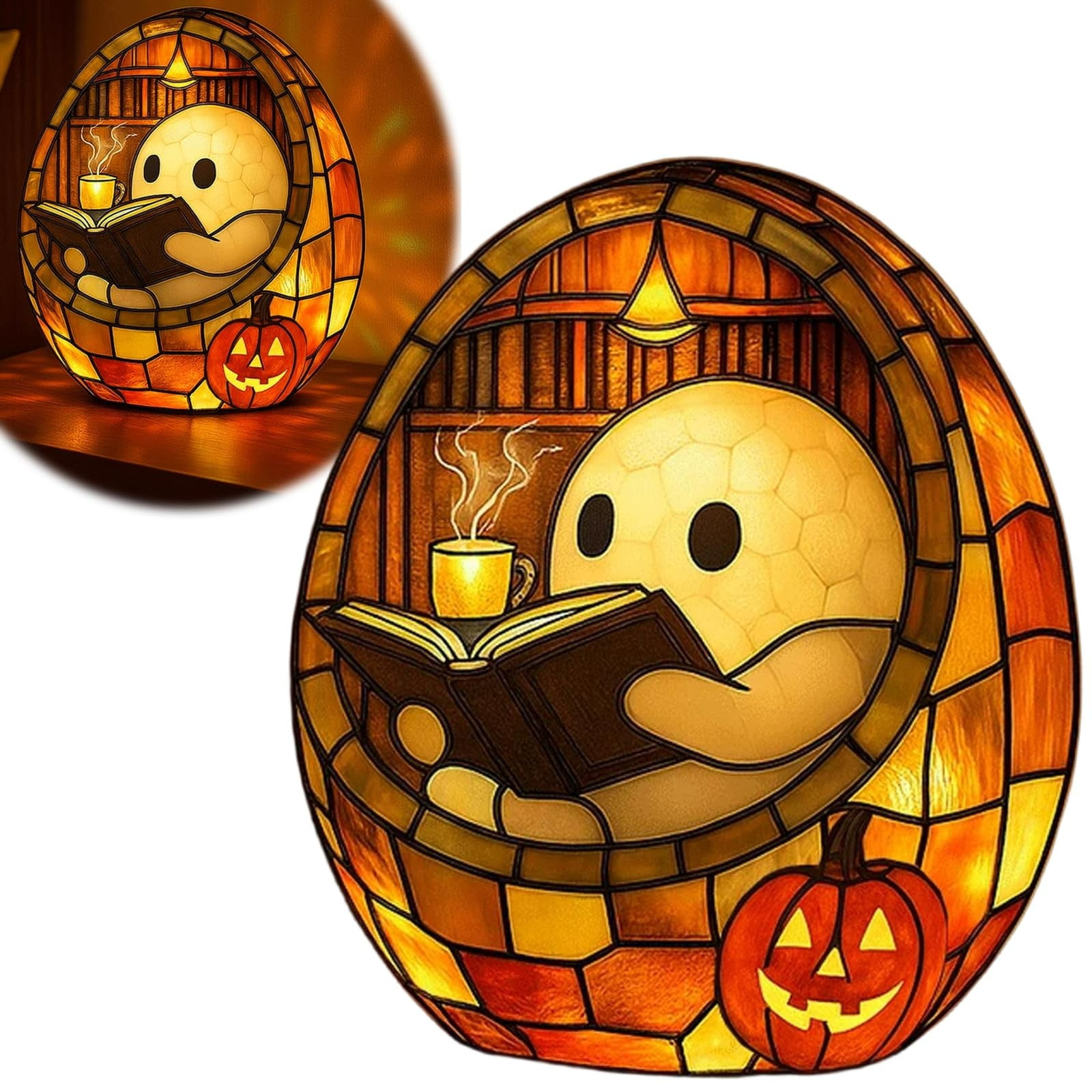 Ghost Bubble Bath Lamp, Halloween Ghost Reading Book Light, Handmade ...