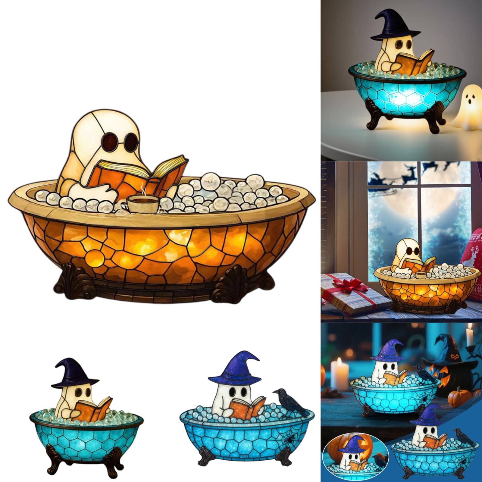 Ghost Bubble Bath Lamp, Handmade Cute Halloween Ghost Night Light with ...