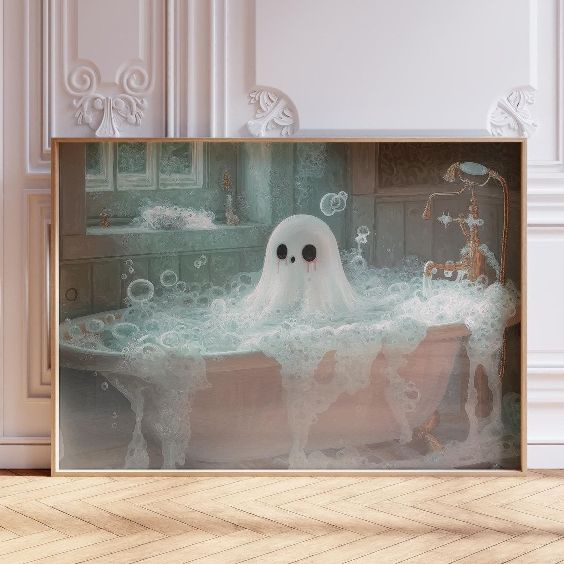 Ghost Bubble Bath, Scary Bathroom Wall Decor, Bathtub Haunted Poster ...