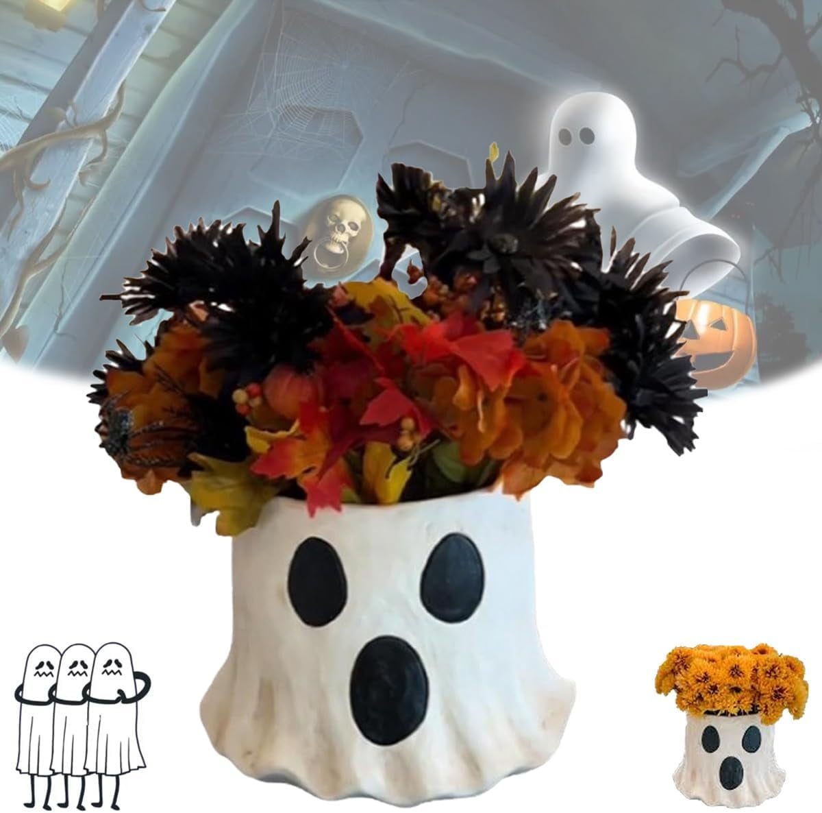 Ghost Bucket Halloween, 2024 New Cutest Ghost Planter, Funny Ghost Vase ...