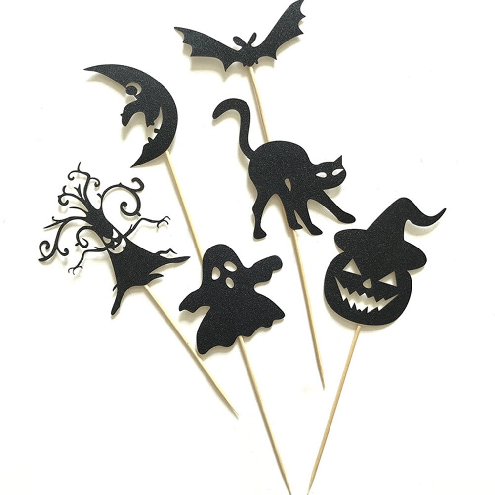 Ghost Cake Toppers Beautiful Safe Party Picks Halloween Pumpkin Bamboo ...