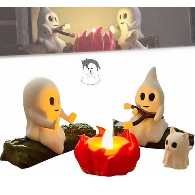 Ghost Camp Fire Gathering, 2025 Funny Ghosts Campfire Flickering ...