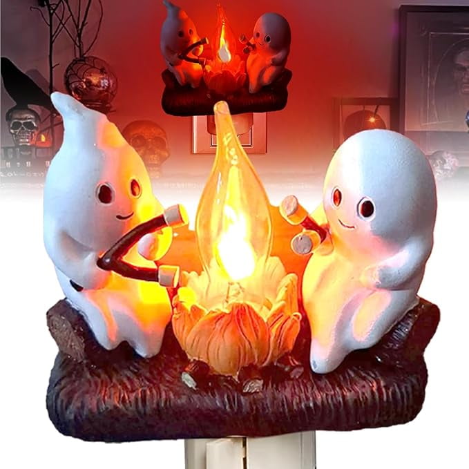 Ghost Campfire Flickering Night Light, 2025 Halloween Ghosts Campfire ...