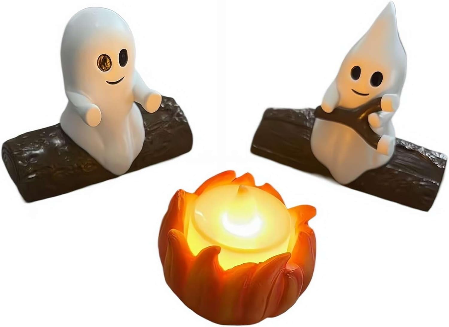 Ghost Campfire Flickering Night Light, 2025 New 3D Small Electric Faux ...