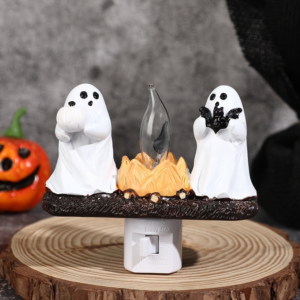 Ghost Campfire Flickering Night Light, 3D Campfire Night Light, 5" LED ...