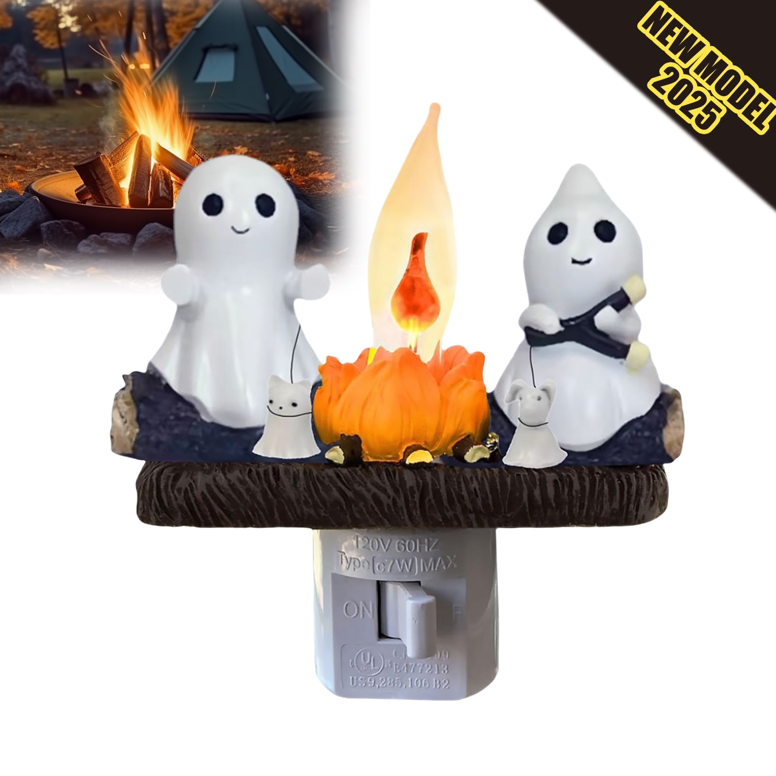Ghost Campfire Flickering Night Light 3D LED Electric Faux Campfire ...
